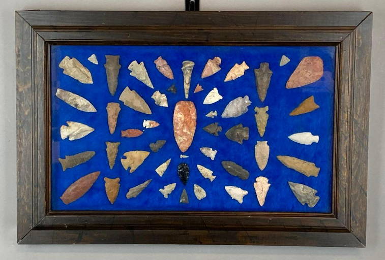 Native American Arrowhead Shadowbox Display Native American Arrowhead Shadowbox Display