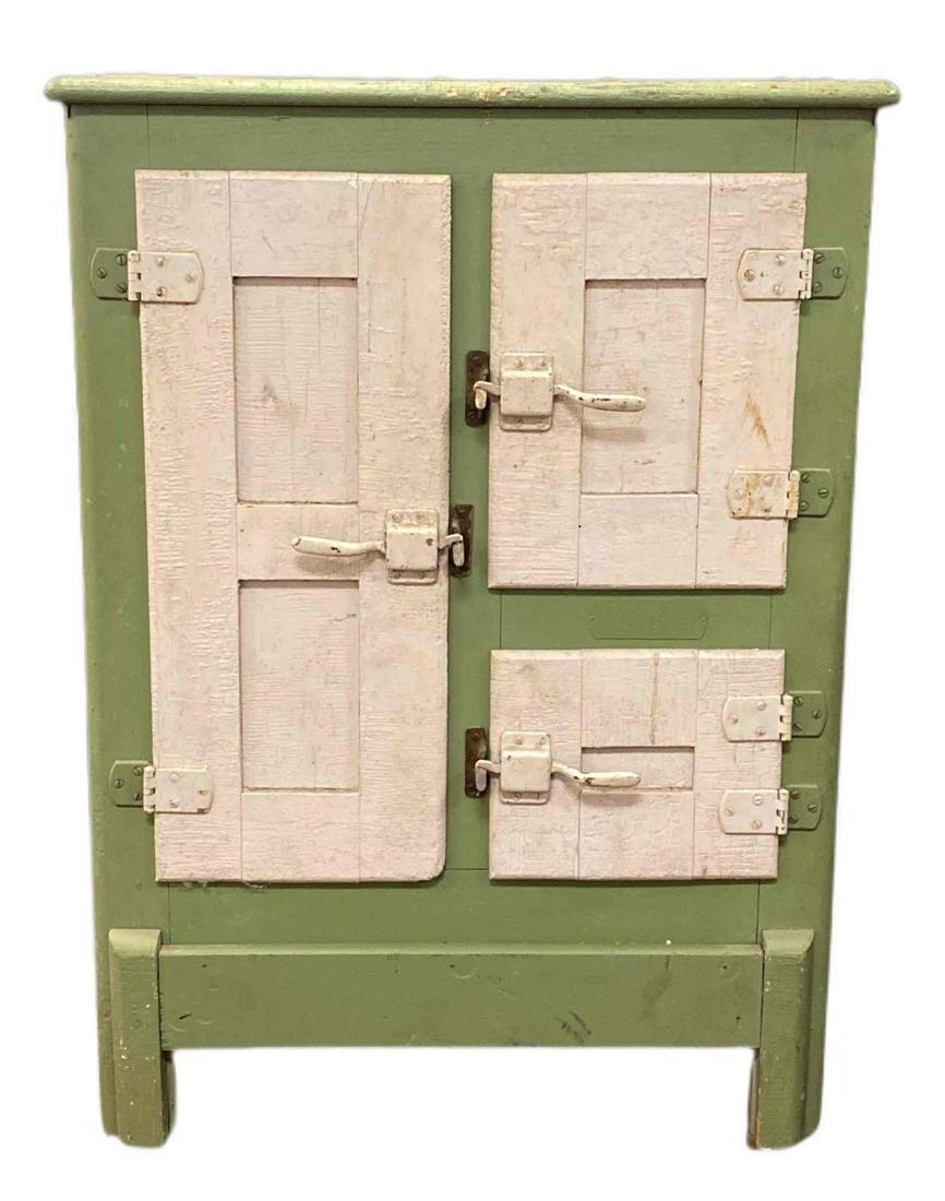 Antique Painted Wood Ice Box