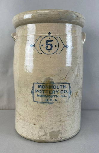 Monmouth Pottery Co. 5 Gallon Butter Churn Crock With Lid