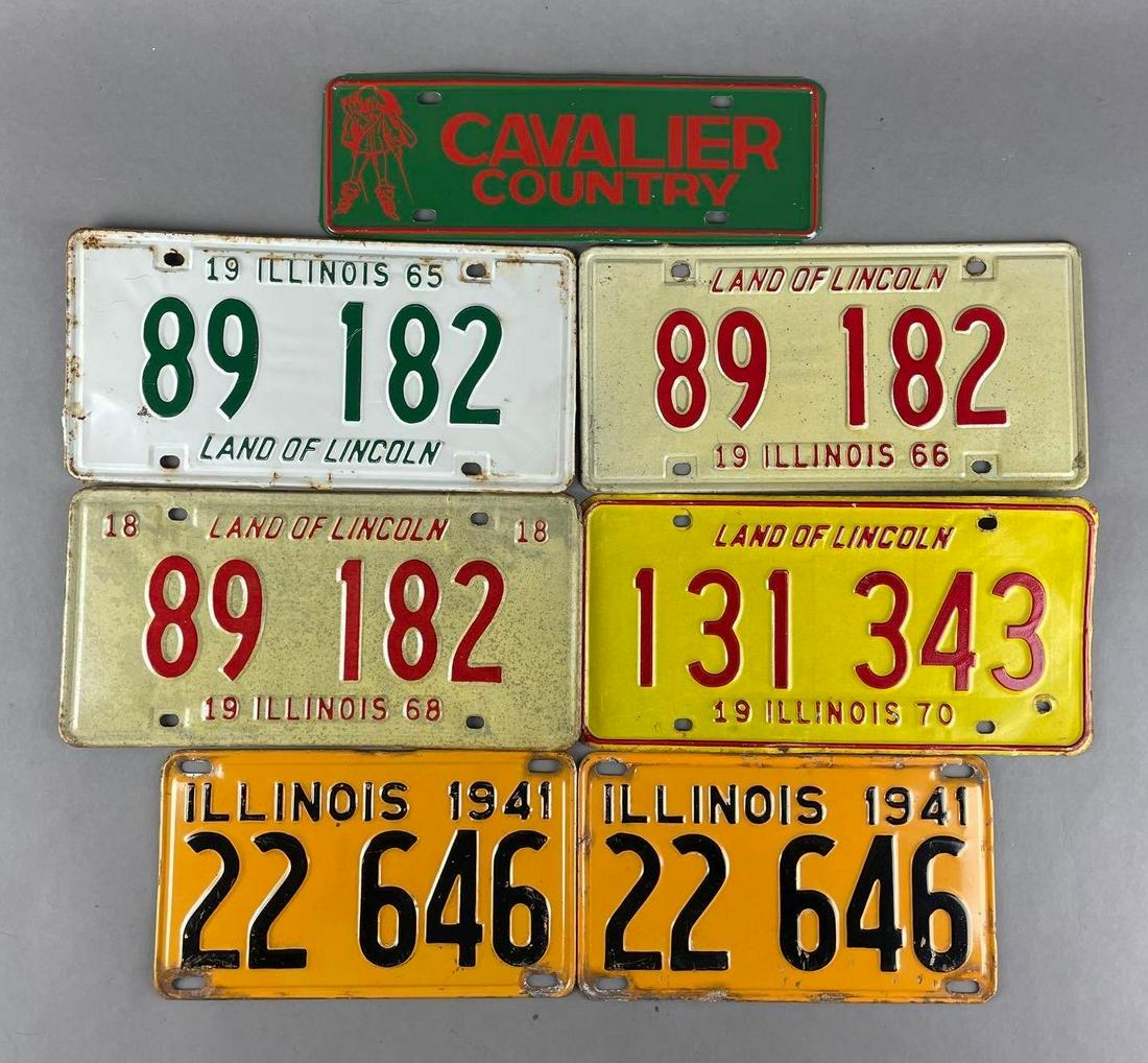 Group Of 6 Vintage Illinois License Plates And More Auction