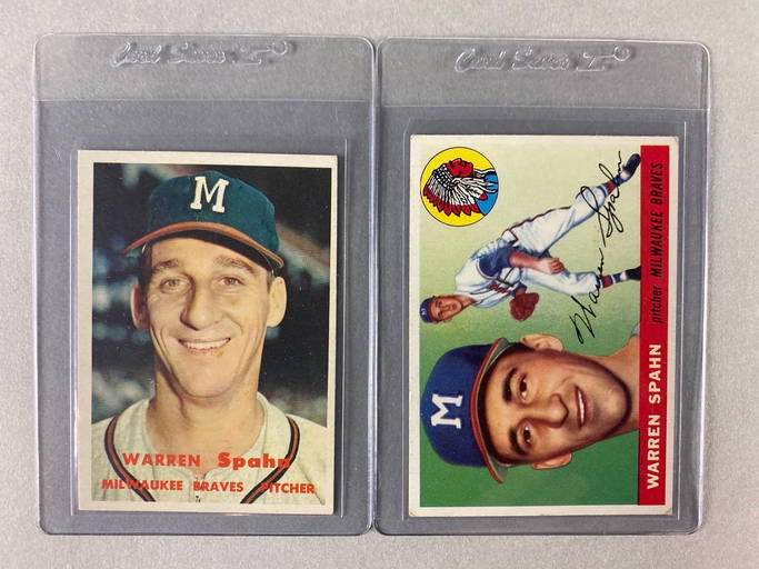 1955 And 57 Topps Warren Spahn Cards
