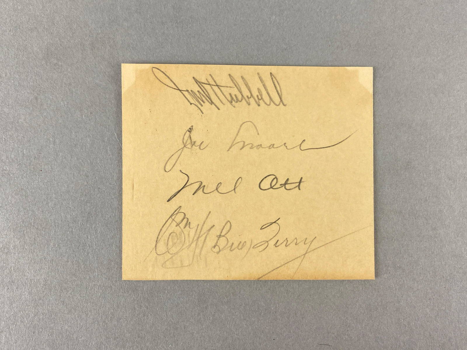 1939 Mel Ott, Carl Hubbell, Bill Terry And Joe Moore Signed Postcard ...