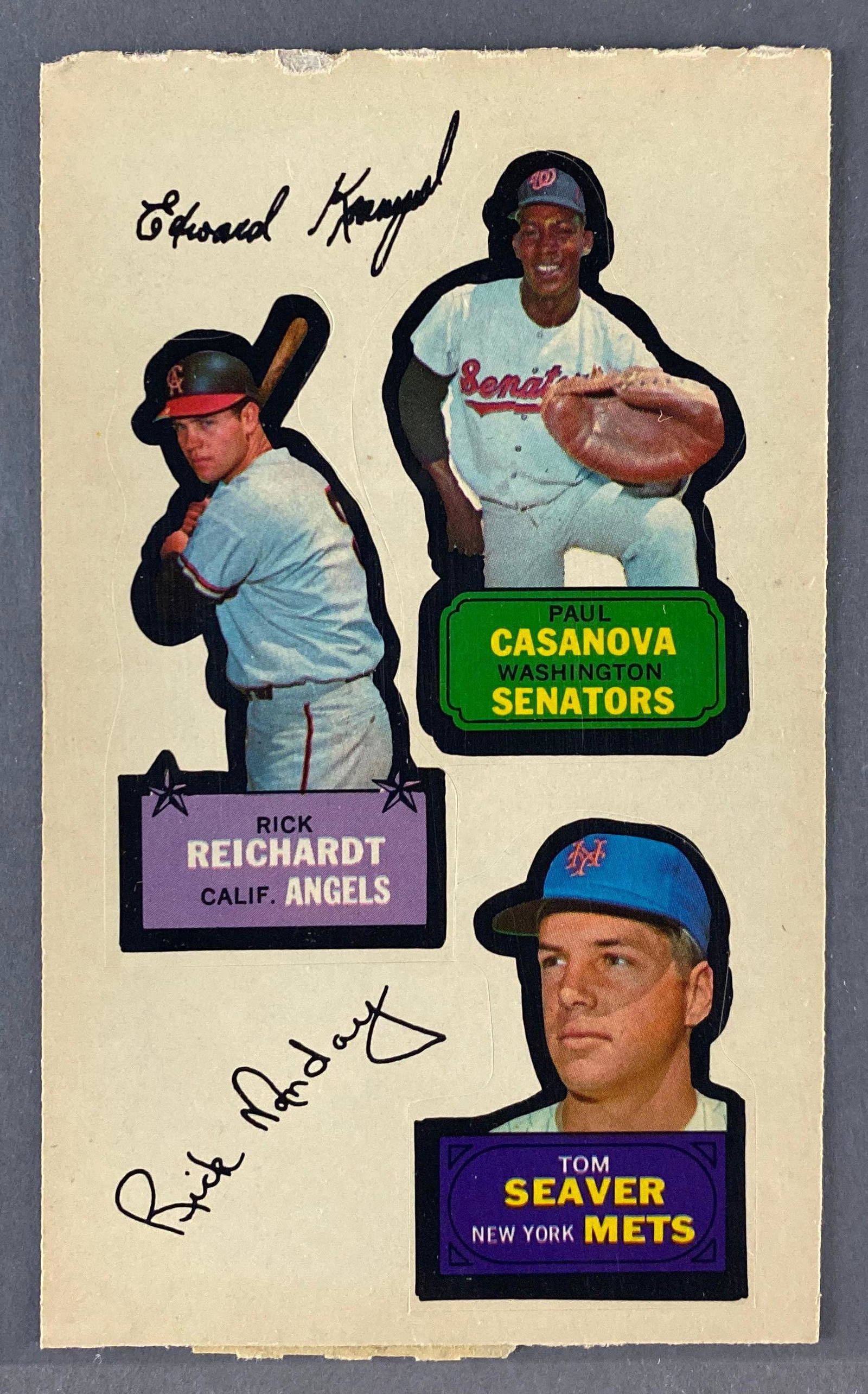 1968 Topps Action All-star Stickers Tom Seaver, Casanova And Reichardt ...