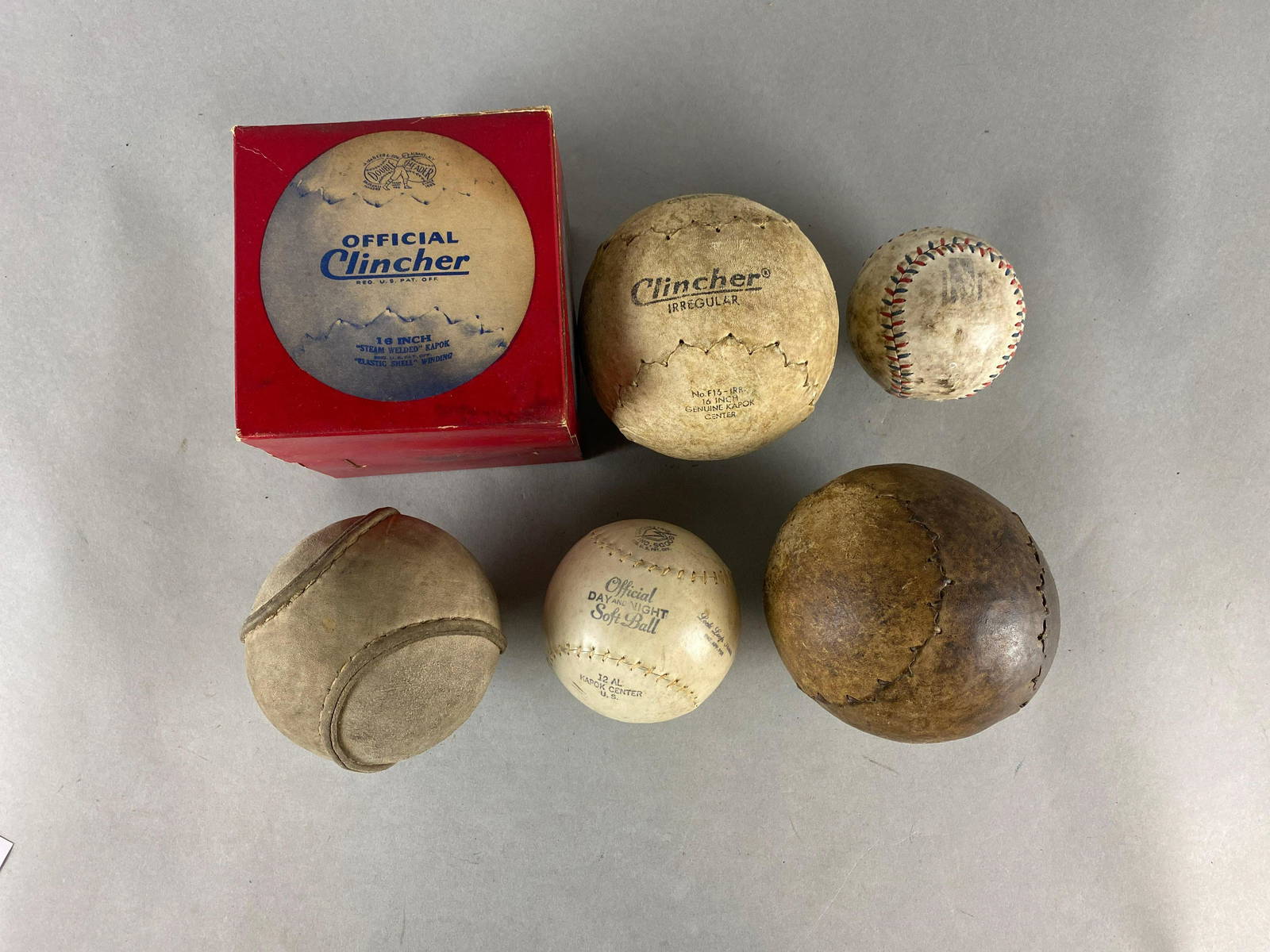 6 Vintage Softballs Various Sizes Auction