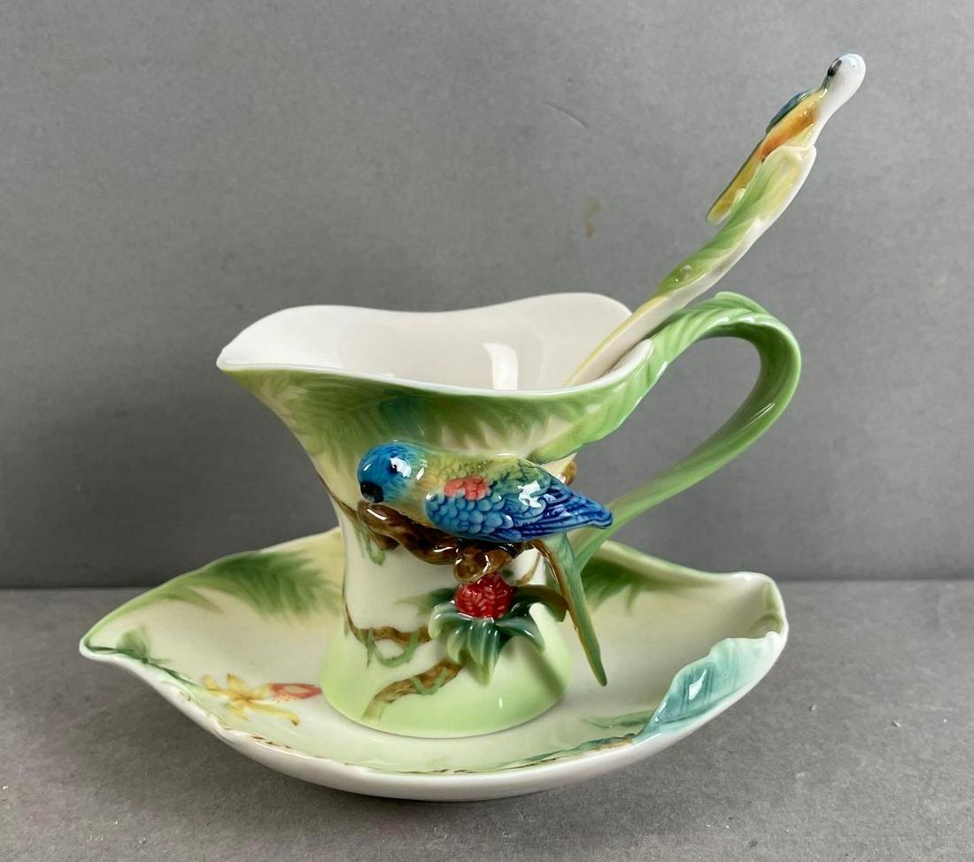 Franz Porcelain Parrot Teacup And Saucer Set Auction