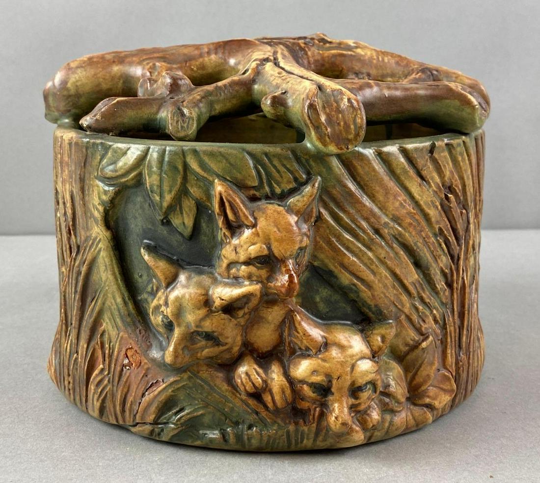 Weller Arts And Crafts Pottery Woodcraft Fox Bowl Auction