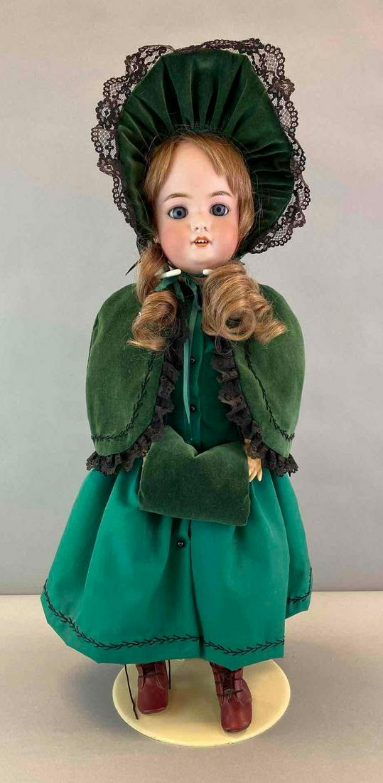 S And H Halbig Porcelain Girl In Green Dress Doll Auction