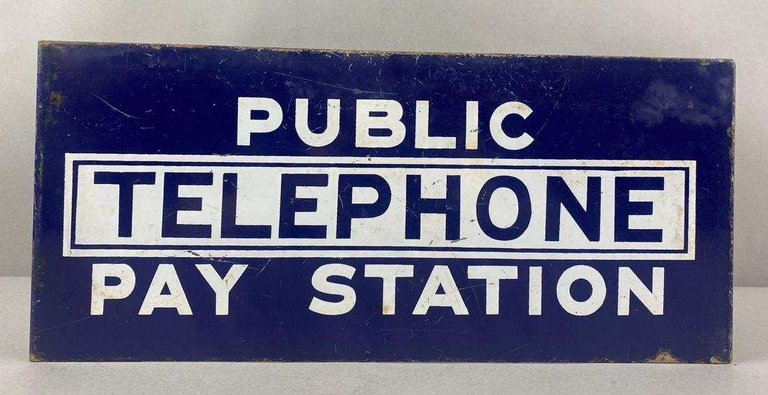 Public Telephone Pay Station Porcelain Enamel Sign Auction