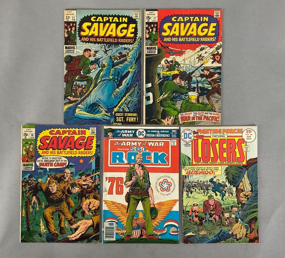 Group Of 5 Marvel And Dc Military Comic Books