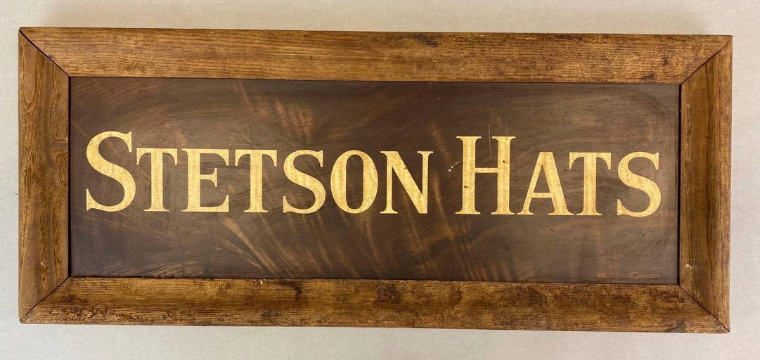 Stetson Hats Wood Advertising Sign