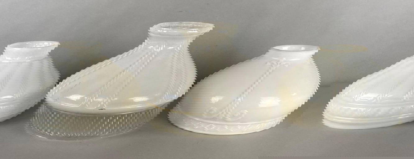 Group Of 3 White Glass Lamp Shades