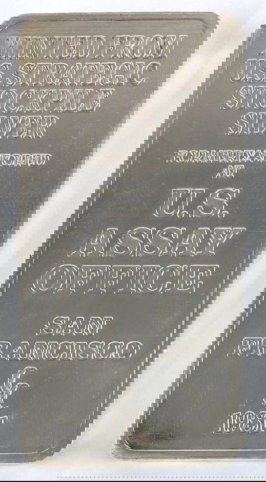 1981 Cc Us Assay Office Vertical 10oz. .999 Fine Silver Ingot / Bar Auction