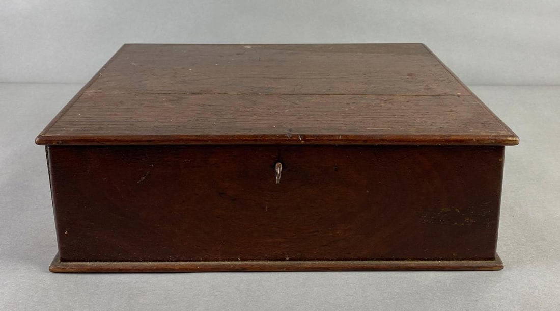 Antique Wood Storage Box With Key Auction