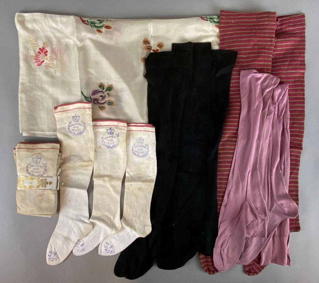 Rare Original Circa 1860's-80's Group Of 8 Antique Stockings And More ...