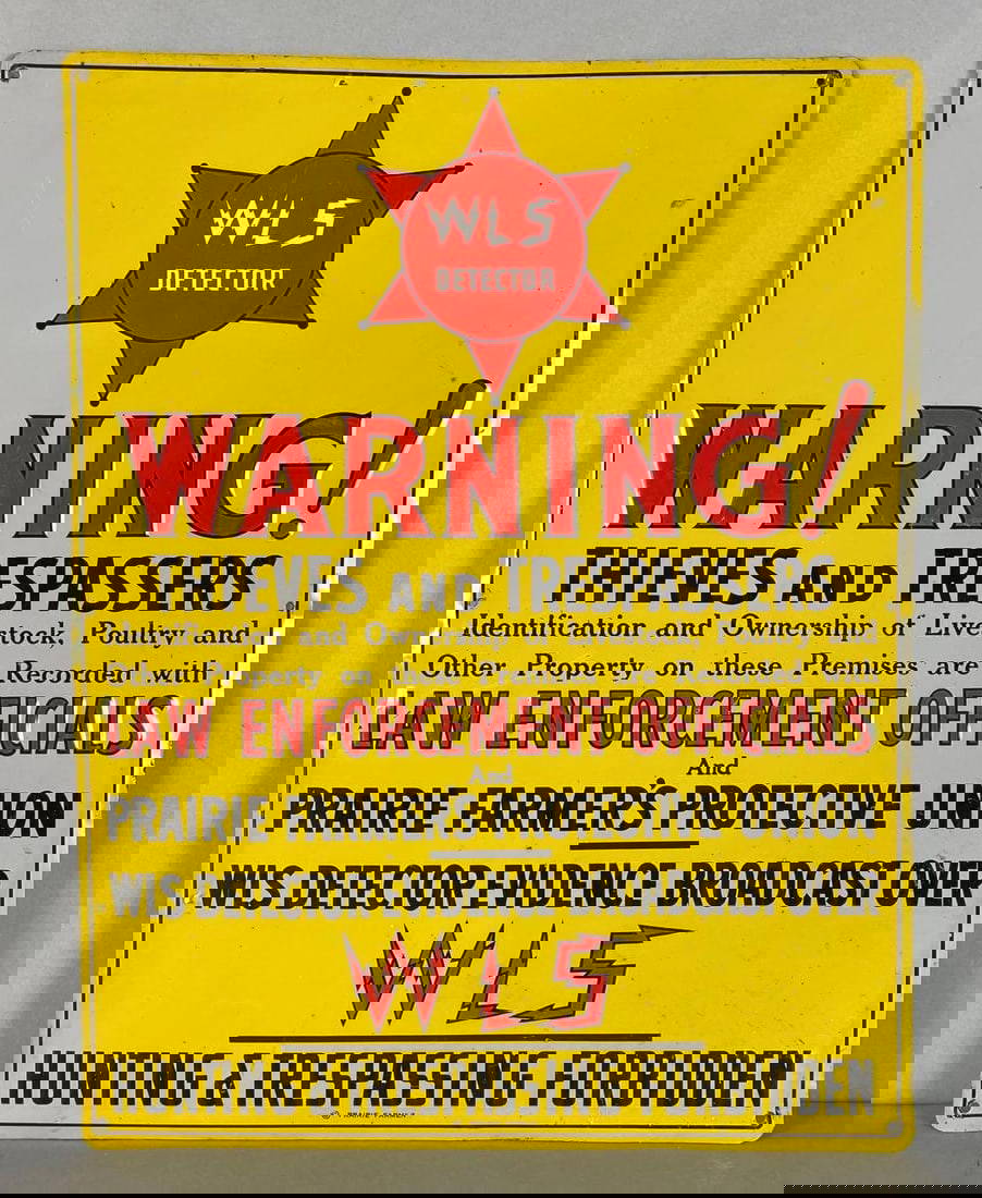 Vintage Wls Detector Metal Warning Sign Auction