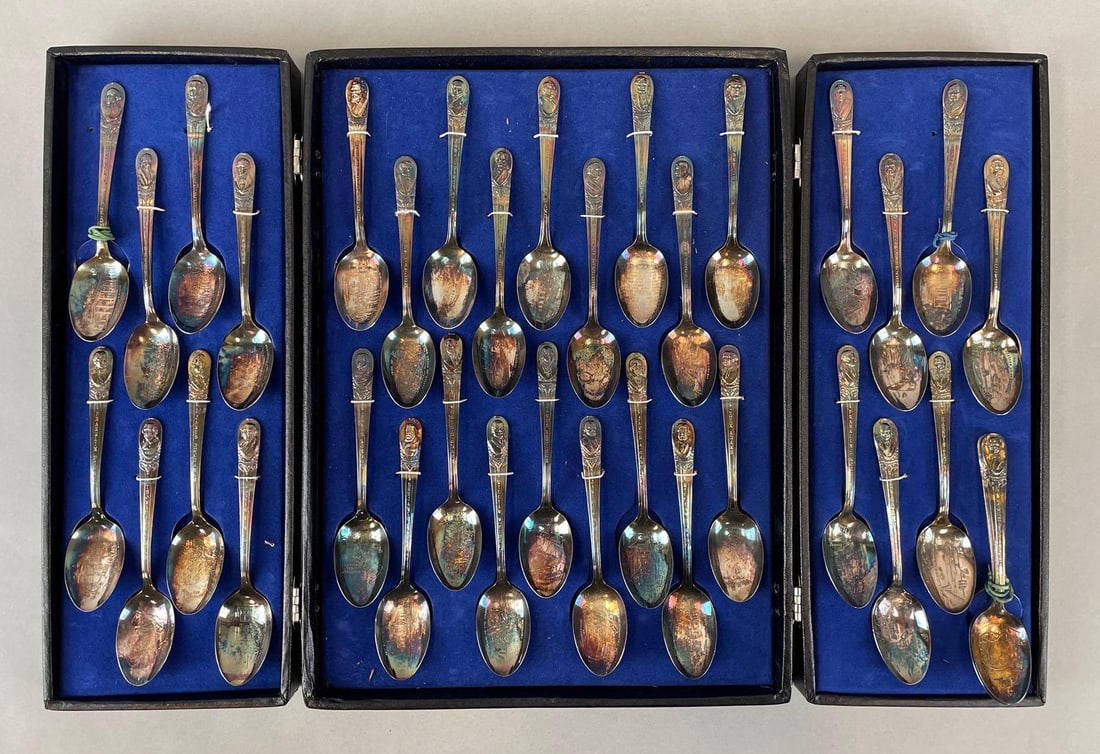 Vintage Collection Of Silver Plated Presidential Commemorate Spoons Auction