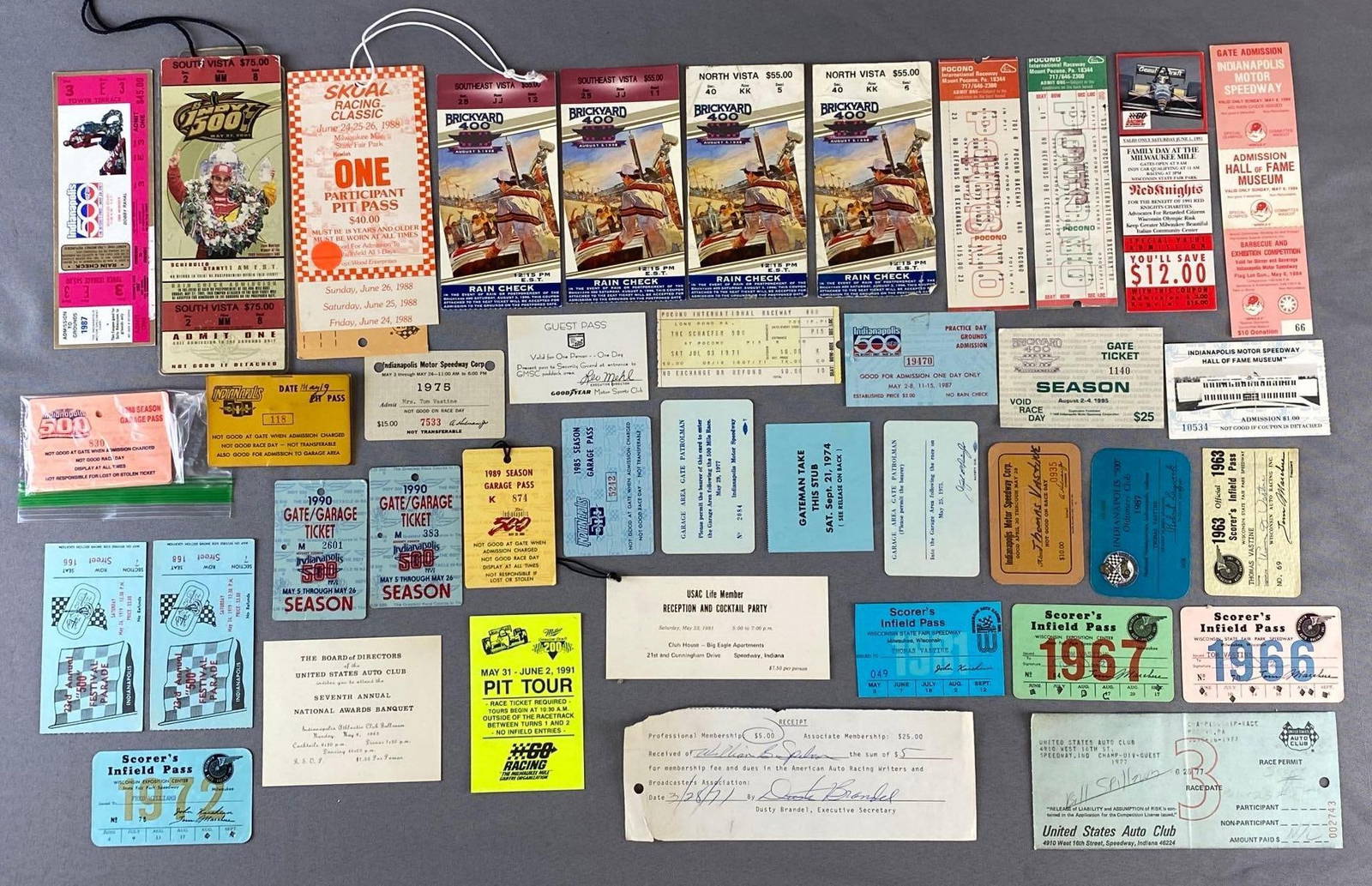 Group Of Auto Racing Gate Pit Infield And Garage Passes Auction
