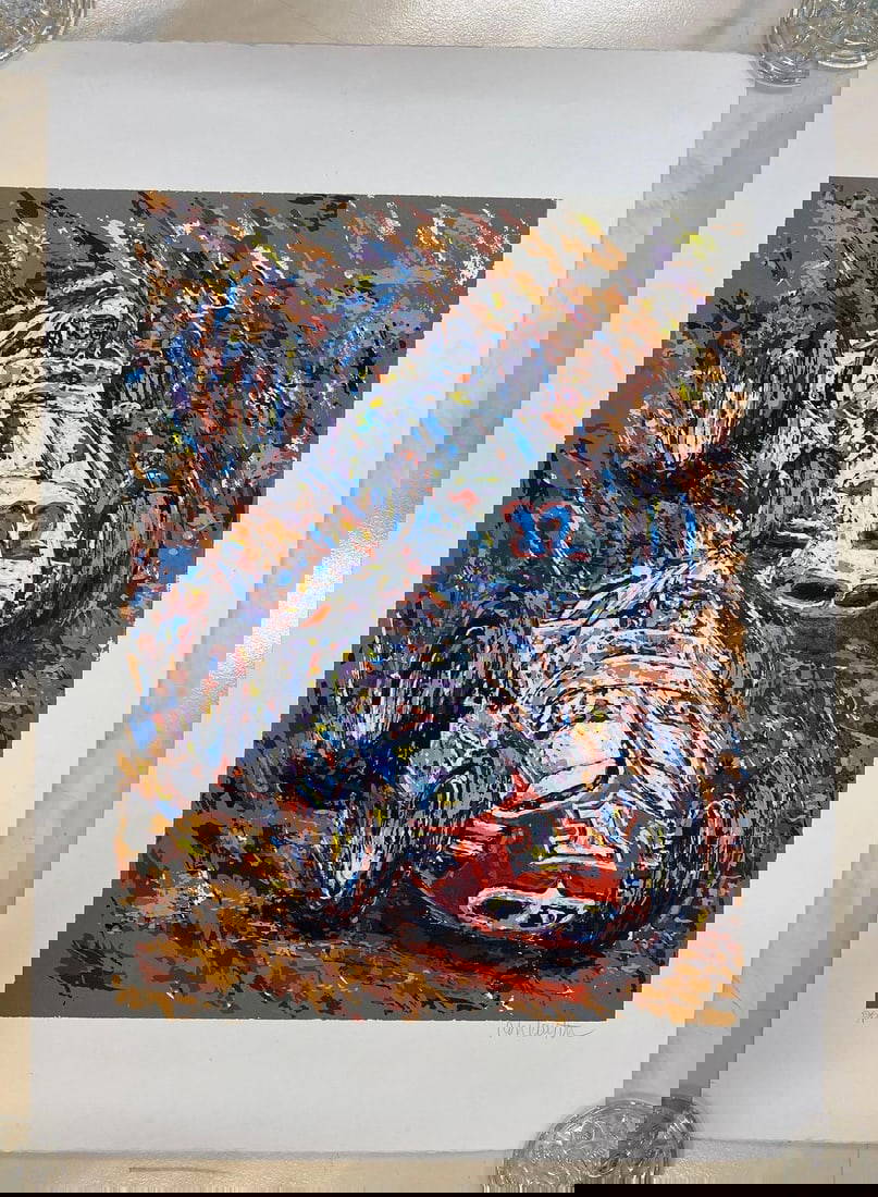 Serigraph By Ron Burton Of Race Car Drivers Aj Foyt And Eddie Sachs Auction