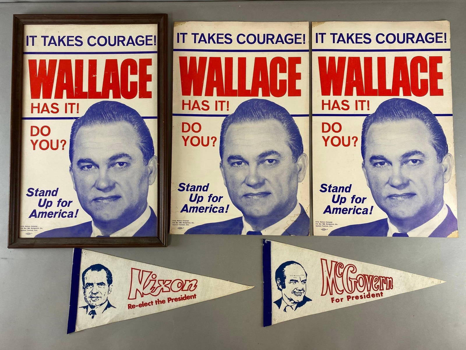 Political Posters And Penants Wallace Nixon Mcgovern Auction