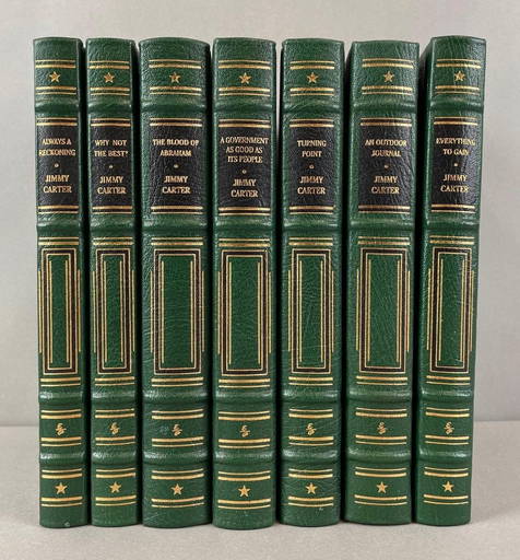 Signed Jimmy Carter 7 Volume Easton Press Collected Works Book Set