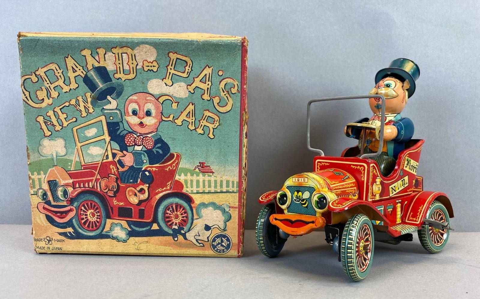 Vintage Tin Litho Grand Pas New Car Windup Toy In Box Auction