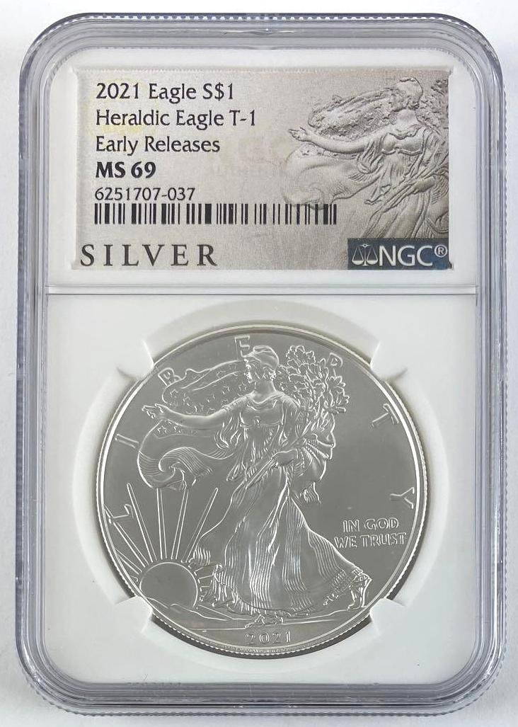 2021 Heraldic American Silver Eagle Type 1 Early Releases (ngc) Ms69 Auction