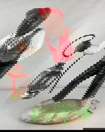 Vintage Black Americana Jockey Concrete Lawn Ornament