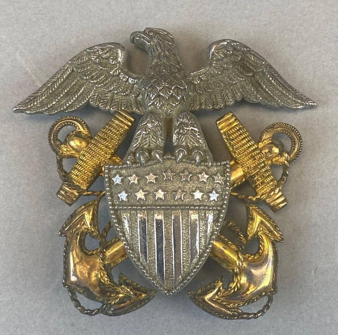 Vintage Us Navy Badge Eagle Anchors Emblem Auction