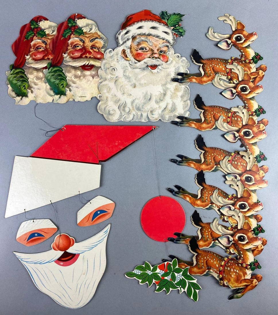 Group Of 10 Vintage Christmas Cardboard Signs Auction