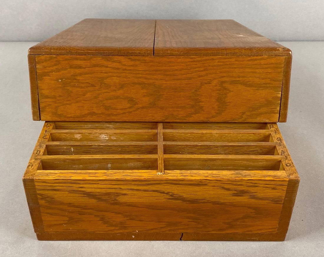 Vintage Wood Slotted Organizer Box Auction