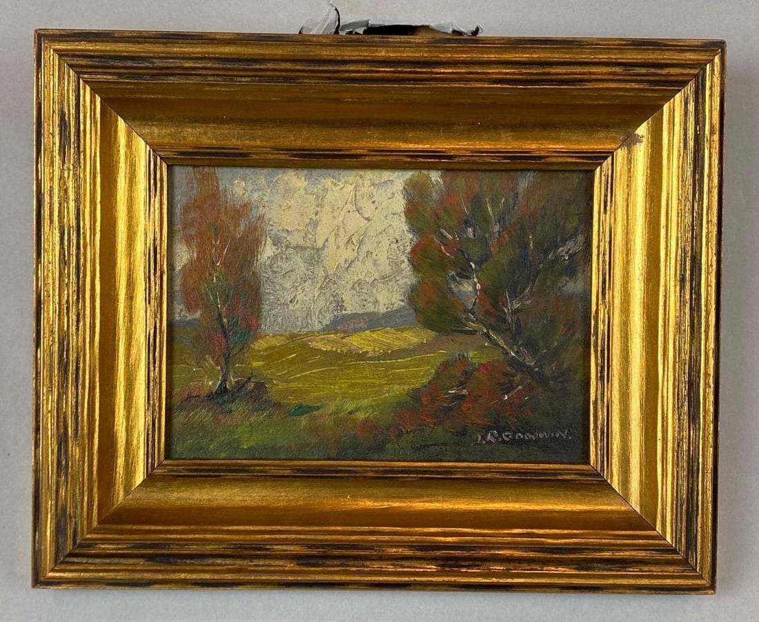 J.r. Goodwin Impressionist By The Meadow Oil Painting On Board Auction