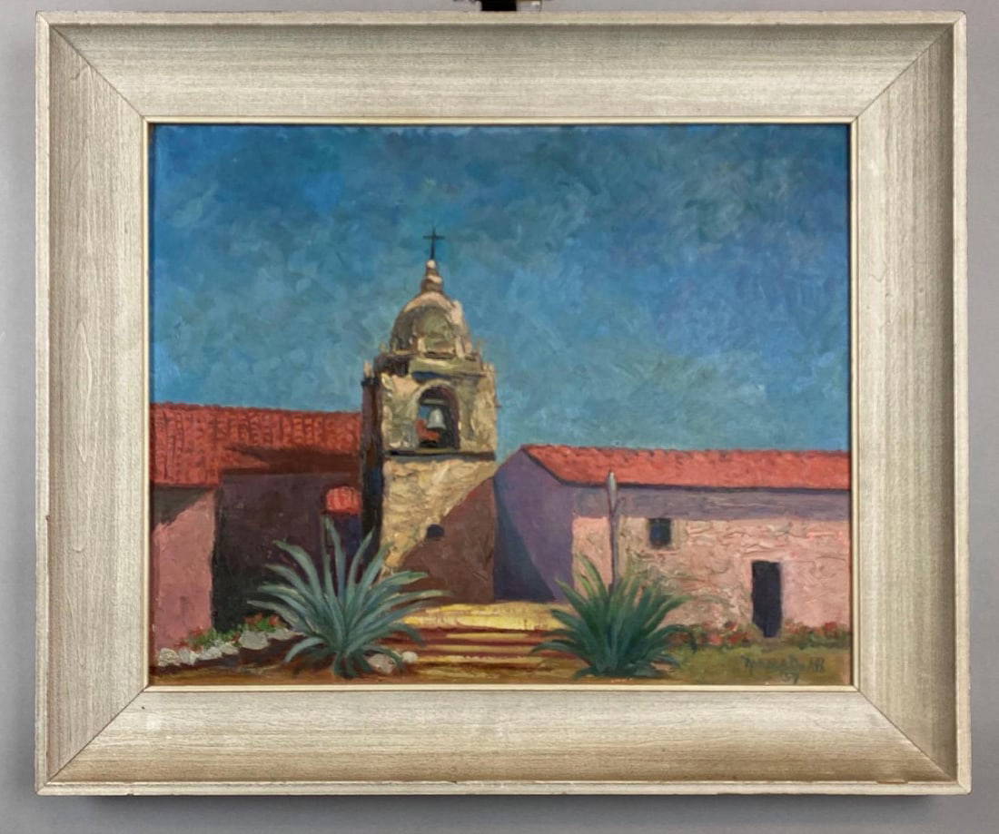 1957 Norma Doath Southwestern Steeple Oil Painting On Board Auction
