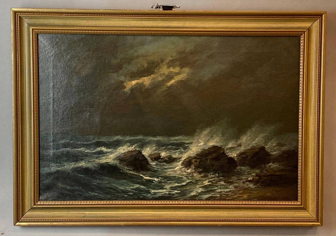 W.a. Carson Seascape Oil Painting On Canvas Auction