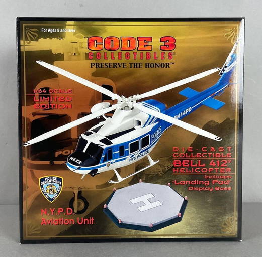 Code 3 Nypd Bell 412 Die Cast Helicopter