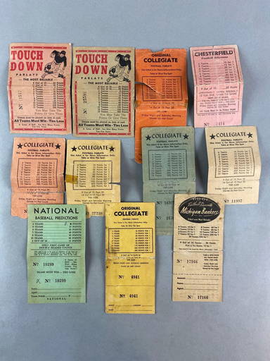 Group Of 10+ 1950s Sports Betting Tickets And Stubs