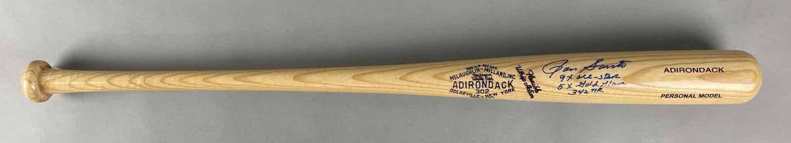 Ron Santo Signed Personal Model Baseball Bat With Stats And Coa