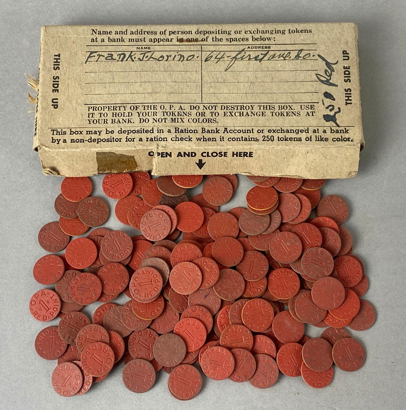 Group Of Ww2 Us Ration Tokens W/ Shipping Box