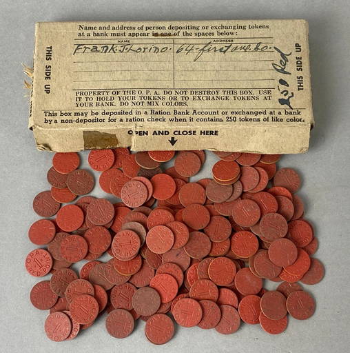 Group Of Ww2 Us Ration Tokens W/ Shipping Box