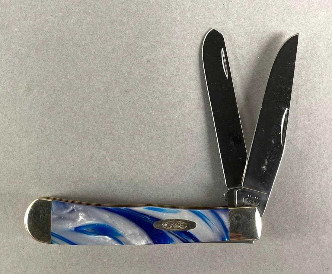 Case Xx Blue Corelon Handle Folding Trapper Knife Auction