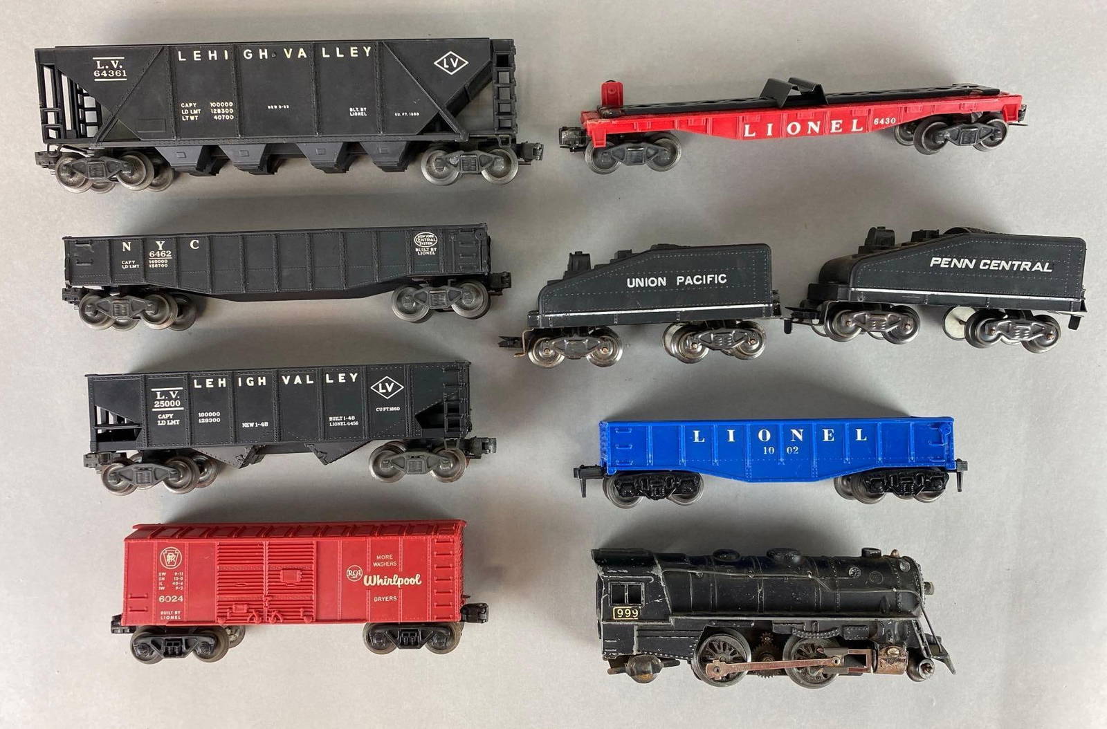 Group Of 9 Assorted Train Box Cars And Locomotive Auction