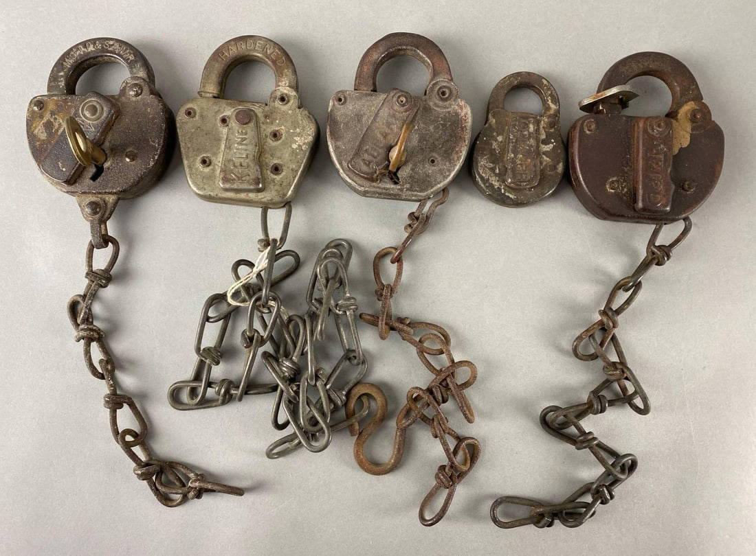 Group Of 5 Vintage Railroad Padlocks Auction