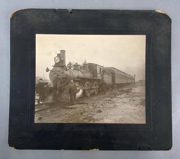 Antique C&ei Railroad No. 290 Steam Locomotive And Crew Photograph Auction
