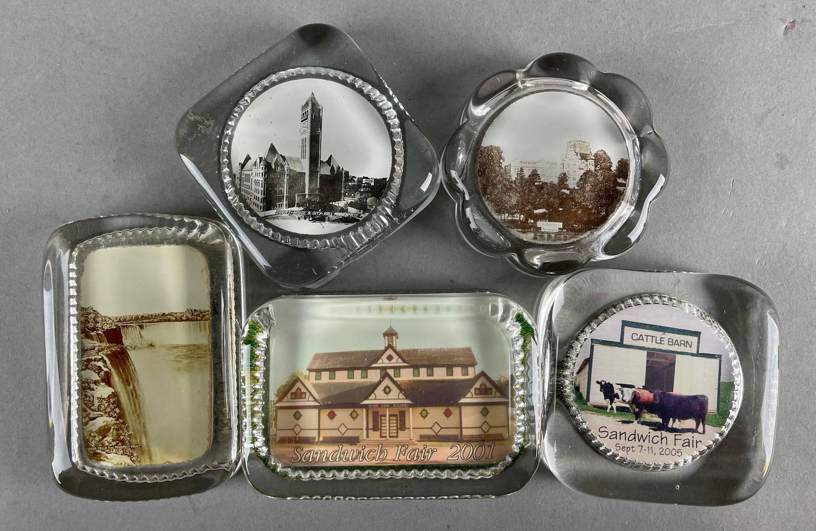Group Of 5 Glass Photo Paperweights Auction