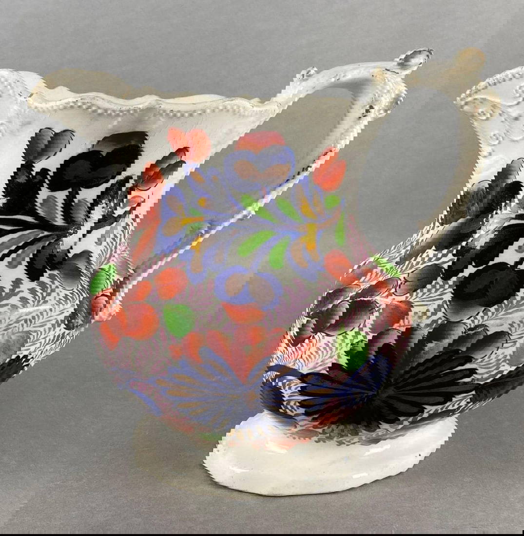 Gaudy Welsh Colorful Painted Porcelain Pitcher Auction