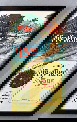 Vintage Weber Fly Fishing Rod Framed Advertising Paper Poster