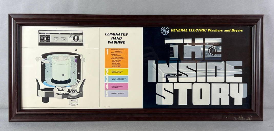 Vintage Ge Inside Story Framed Advertising Cardboard Sign