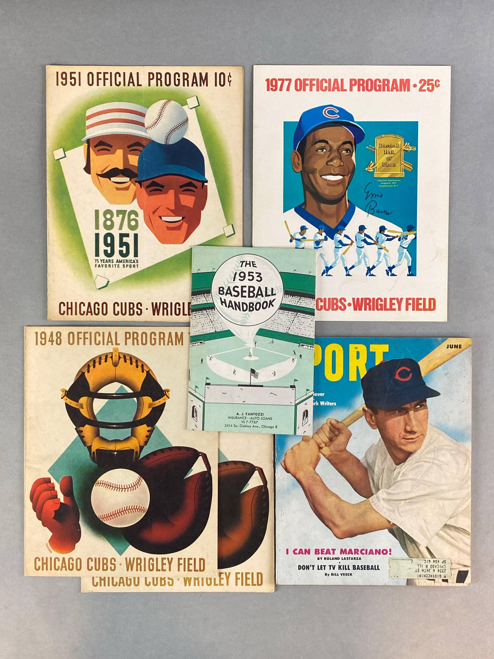 4- 1940s - 50s Chicago Cubs Programs + 1953 Sports Magazine And 1955 ...