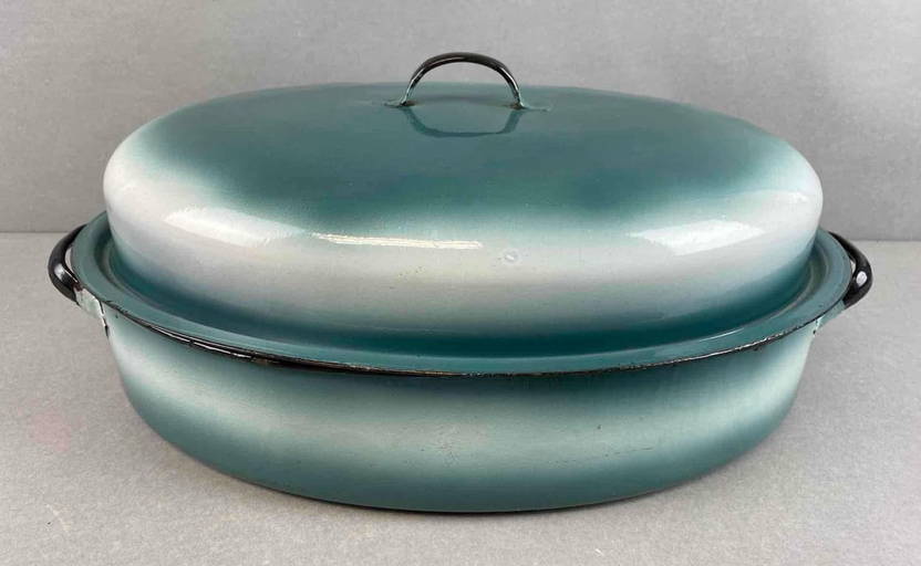 Blue Enamelware Roaster