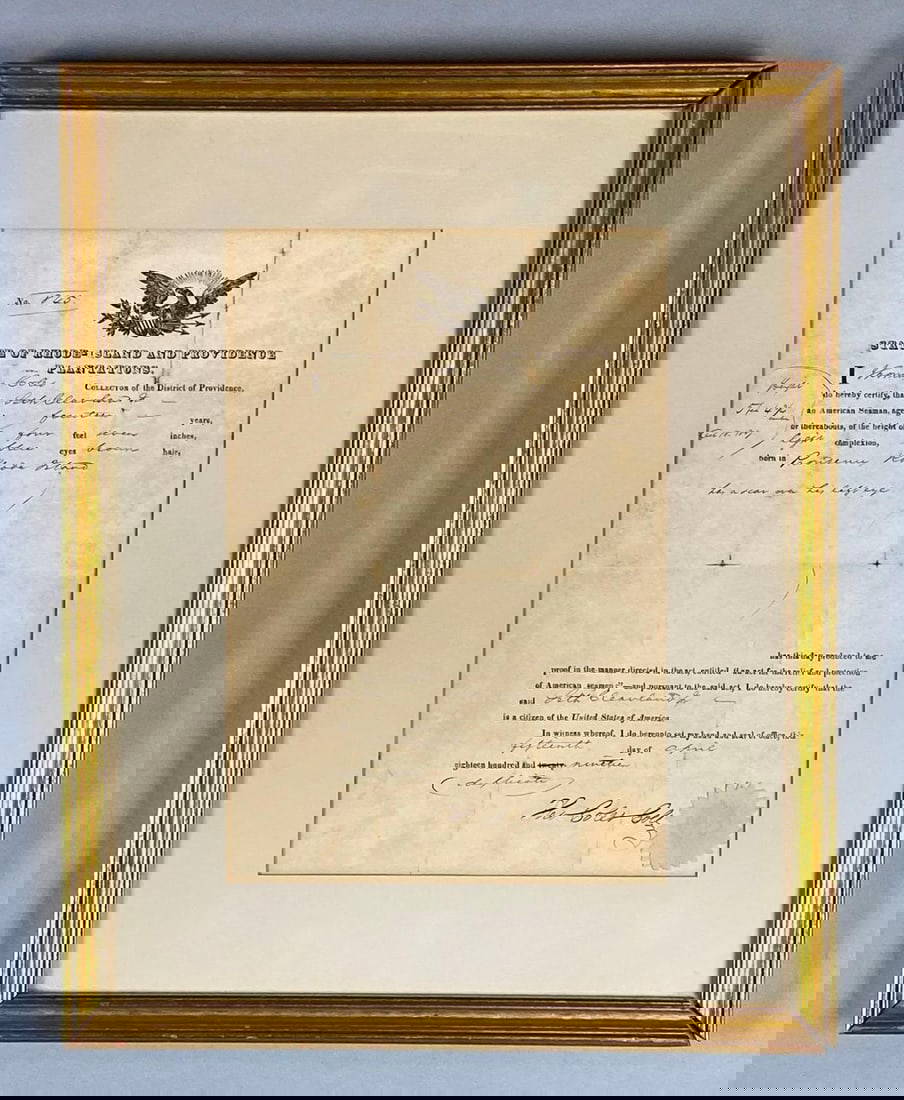 1819 Seth Cleavland Jr. U.s. Citizenship Paperwork Auction