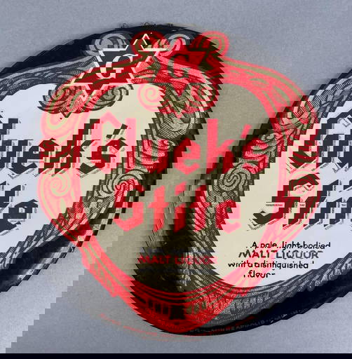 Vintage Glueks Stite Beer Celluloid Over Tin Button Advertising Sign